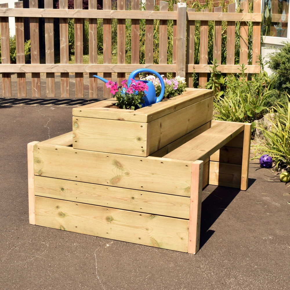 Outdoor Wooden Double-Sided Bench Planter