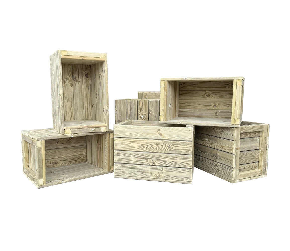 Wooden Play & Storage Crates x 6